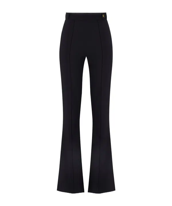 Elisabetta Franchi Logo Charm Flared Pants - Black