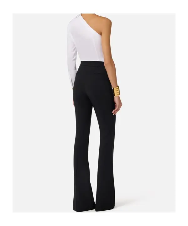 Elisabetta Franchi Logo Charm Flared Pants - Black