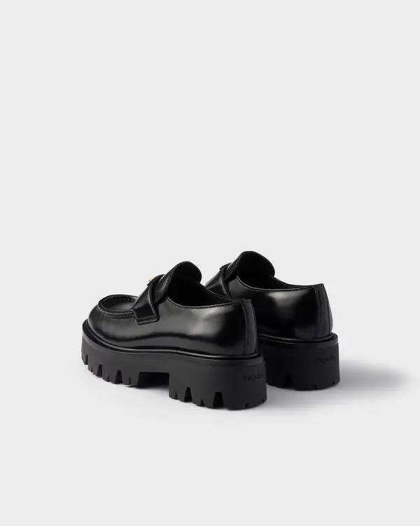 Prada Triangle-logo Slip-on Moccasins - Black
