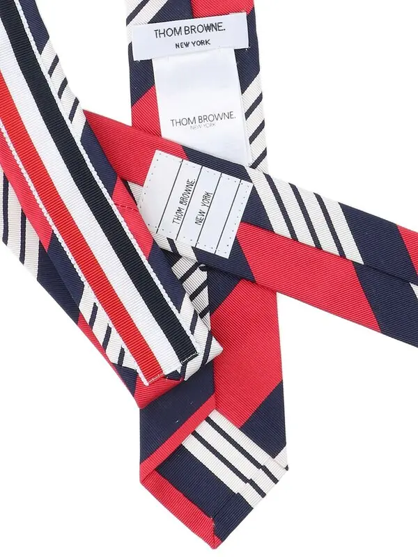 Thom Browne Logo Patch Striped Neck Tie