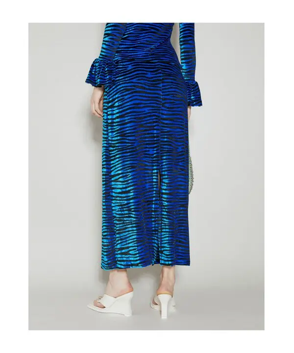 Rabanne Velvet Zebra Print Maxi Skirt