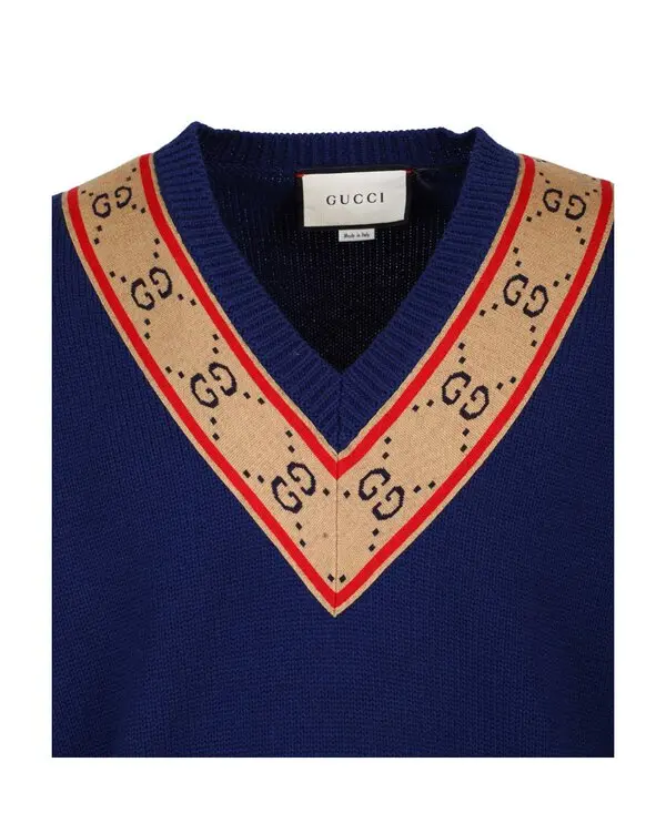 Gucci V-neck Pullover With Gg Detail