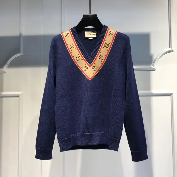 Gucci V-neck Pullover With Gg Detail