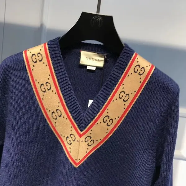 Gucci V-neck Pullover With Gg Detail