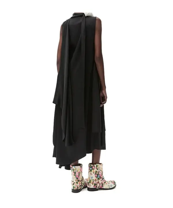 Loewe Sleeveless Silk Dress With Asymmetrical Silhouette And Ruffles