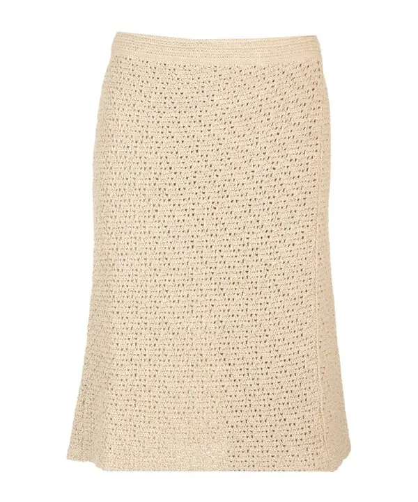 Bottega Veneta Crochet Knit Midi Skirt - Bone/cloud