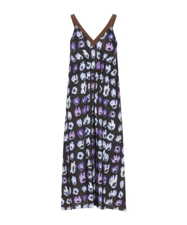 Prada Graphic Print V-neck Sleeveless Maxi Dress