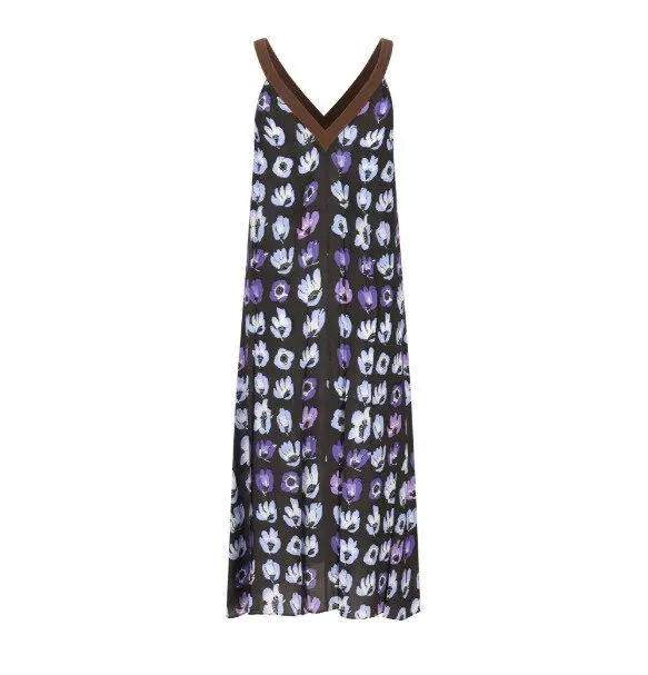 Prada Graphic Print V-neck Sleeveless Maxi Dress