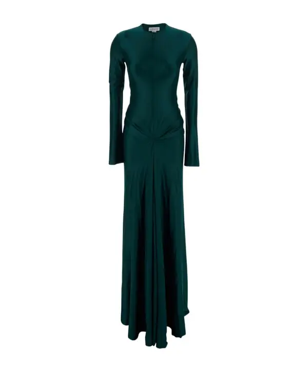 Victoria Beckham Cut-out Draped Long Dress - Green