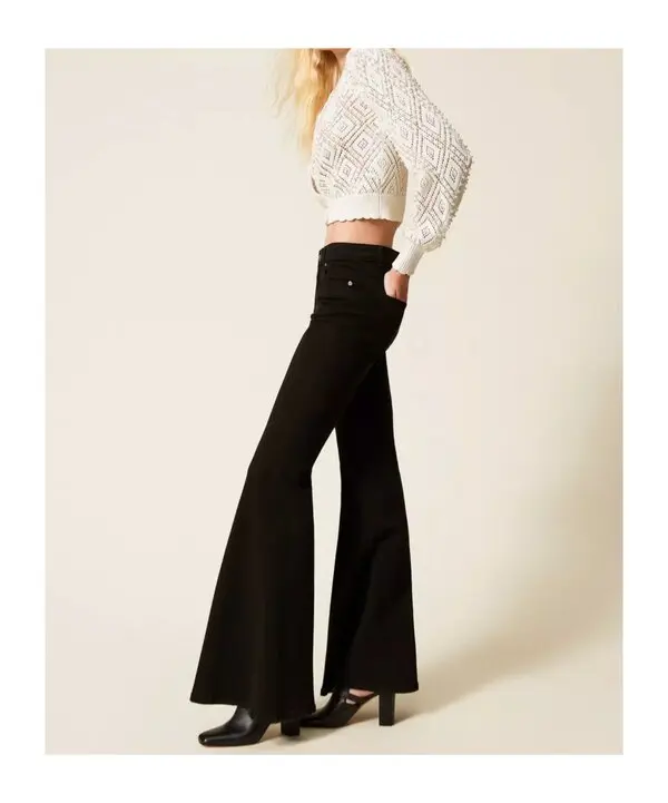 TWINSET Flared Leather Jeans