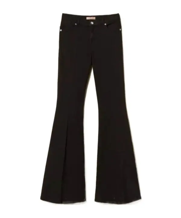 TWINSET Flared Leather Jeans - Black