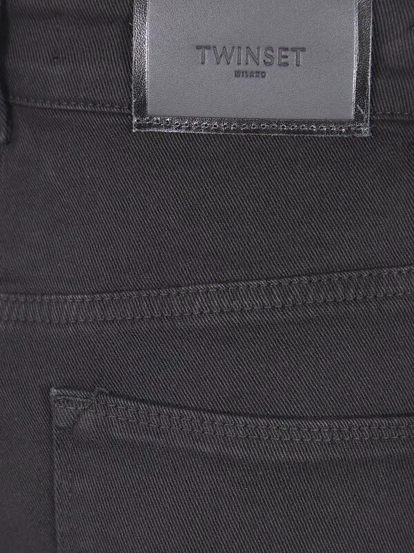 TWINSET Flared Leather Jeans - Black