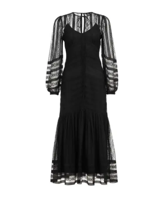 TWINSET Long Striped Lace Dress