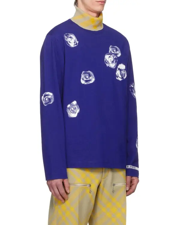Burberry Round Collar And Long-sleeved T-shirt - Blue