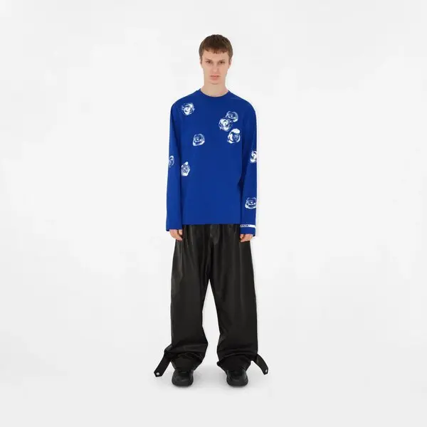 Burberry Round Collar And Long-sleeved T-shirt - Blue