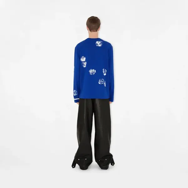 Burberry Round Collar And Long-sleeved T-shirt - Blue