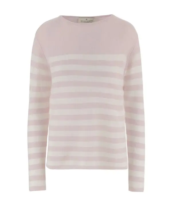 Bruno Manetti Striped Cashmere Crew Neck Knitwear - Pink
