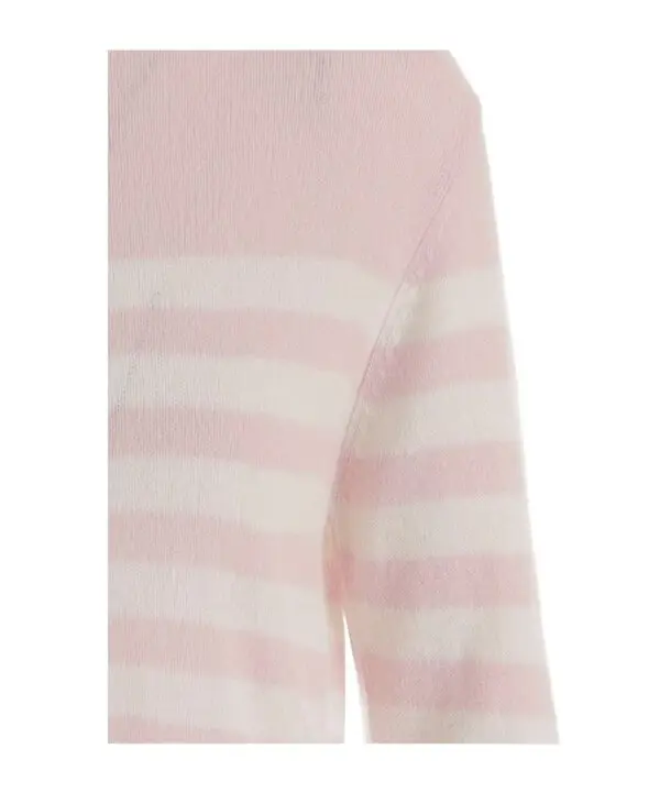 Bruno Manetti Striped Cashmere Crew Neck Knitwear - Pink