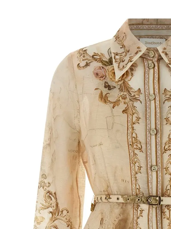 Zimmermann Memento Printed Belted Shirt Dress