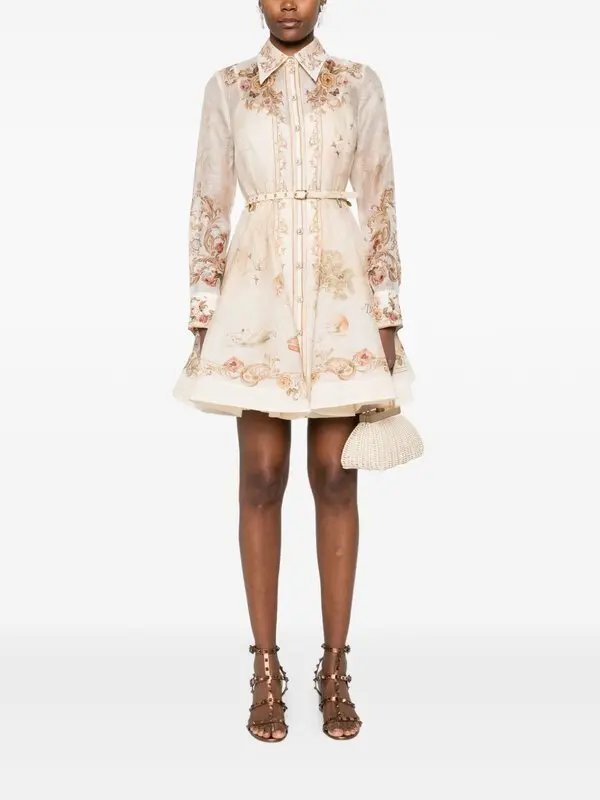 Zimmermann Memento Printed Belted Shirt Dress