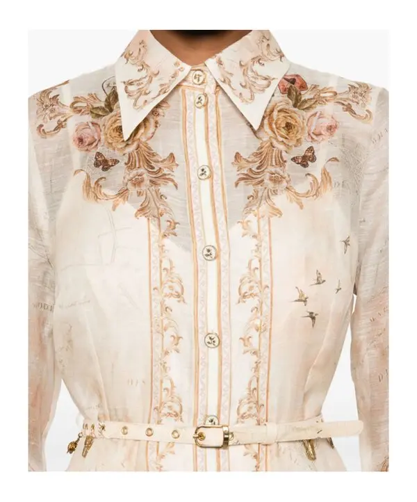 Zimmermann Memento Printed Belted Shirt Dress
