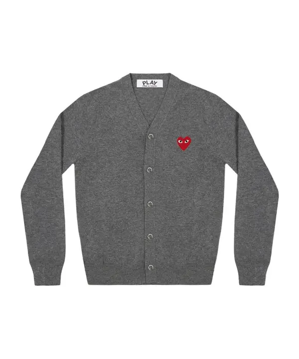 Play Comme Des Garcon V-neck Cardigan - Grey
