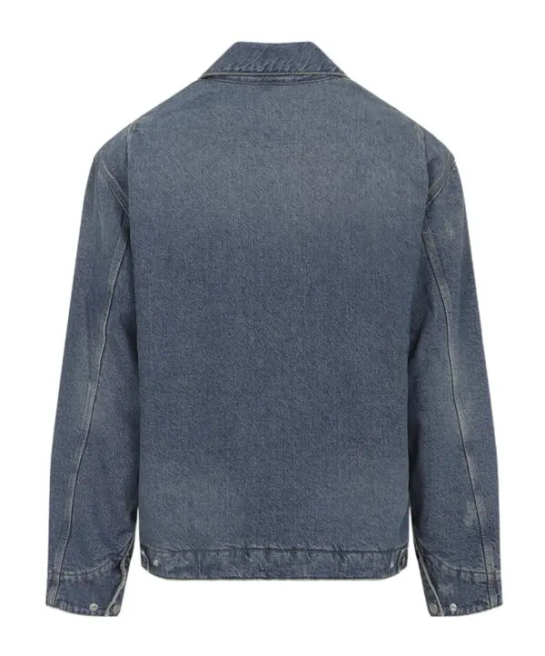 Carhartt Work In Progress Denim Zip-up Jacket With Logo Patch - Gray