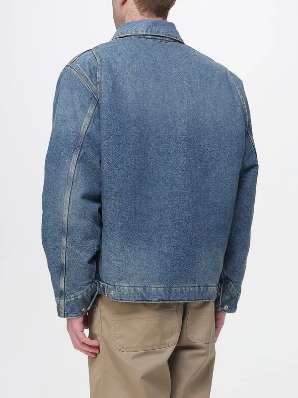 Carhartt Work In Progress Denim Zip-up Jacket With Logo Patch - No