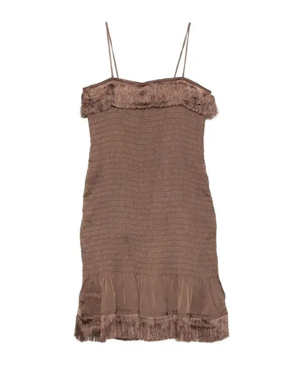 BY MALENE BIRGER Spaghetti Strap Dress With Fringed Hem And Tie Detail