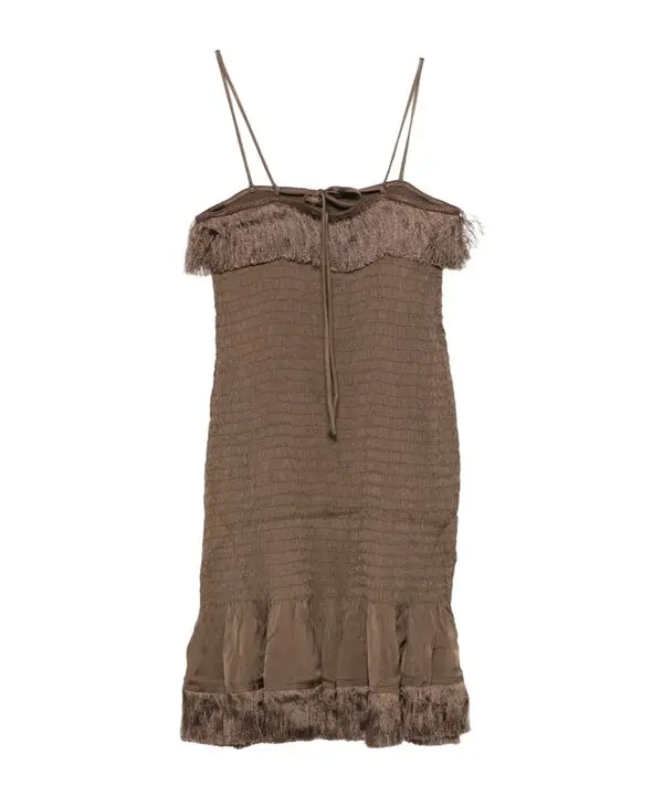 BY MALENE BIRGER Spaghetti Strap Dress With Fringed Hem And Tie Detail