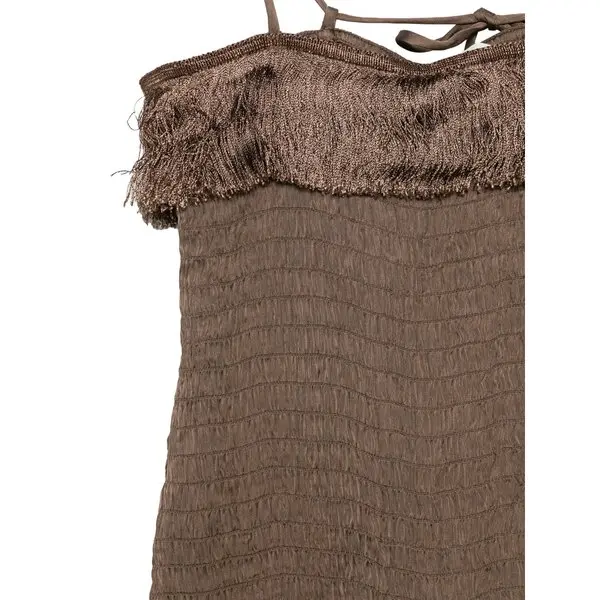 BY MALENE BIRGER Spaghetti Strap Dress With Fringed Hem And Tie Detail