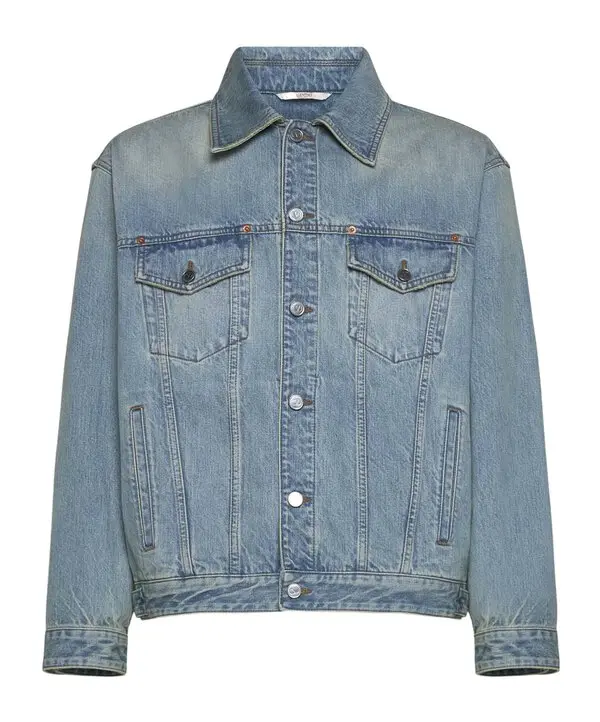 Valentino Garavani Buttoned Long Sleeve Denim Jacket - Gray