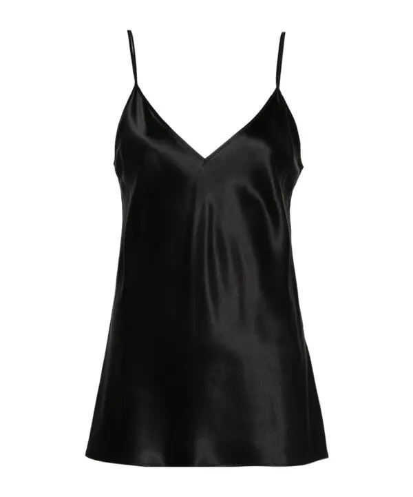 JOSEPH V-neck Silk Top - Black