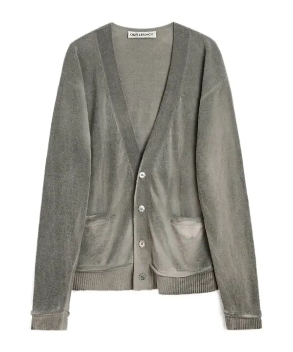 Our Legacy V-neck Long Sleeve Jumper With Pearl Buttons - Grey