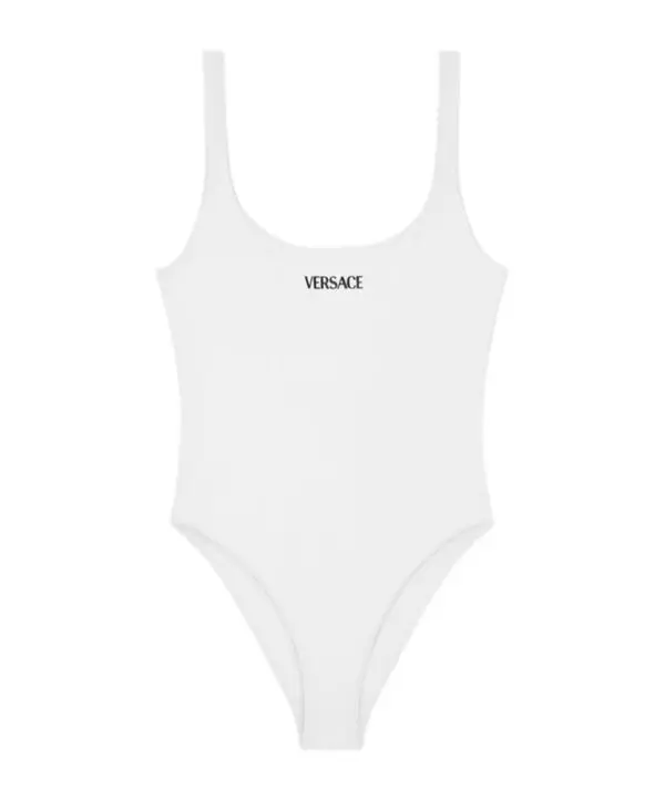 Versace Logo Detailed One-piece Swimsuit - White