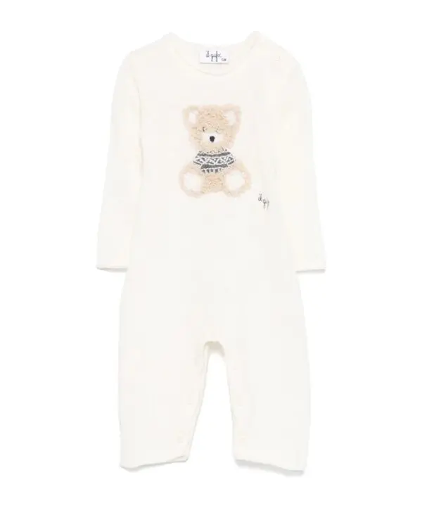IL GUFO Padded Bear Jumpsuit With Shoulder Buckles - White