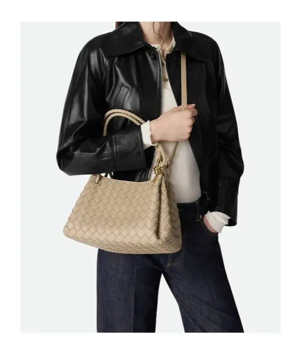 Bottega Veneta Woven Leather Shoulder Bag - Ecru