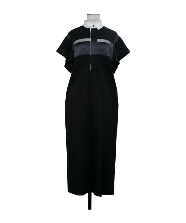 Sacai Short Sleeve Collared Dress With Side Pockets