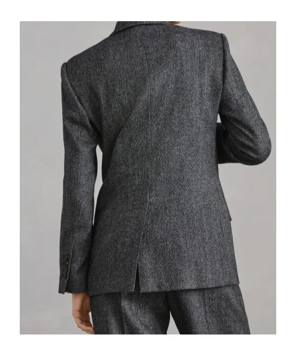 Brunello Cucinelli Herringbone Motif Double-breasted Blazer - Black