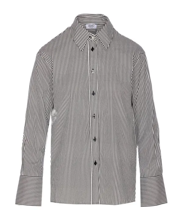 Liu Jo Striped Crystal-button Shirt - Gray