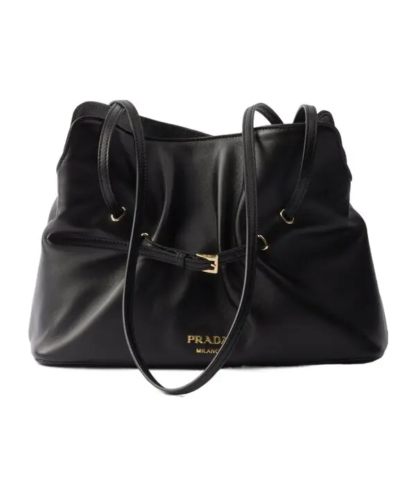 Prada Buckle Detailed Small Bucket Bag - Black