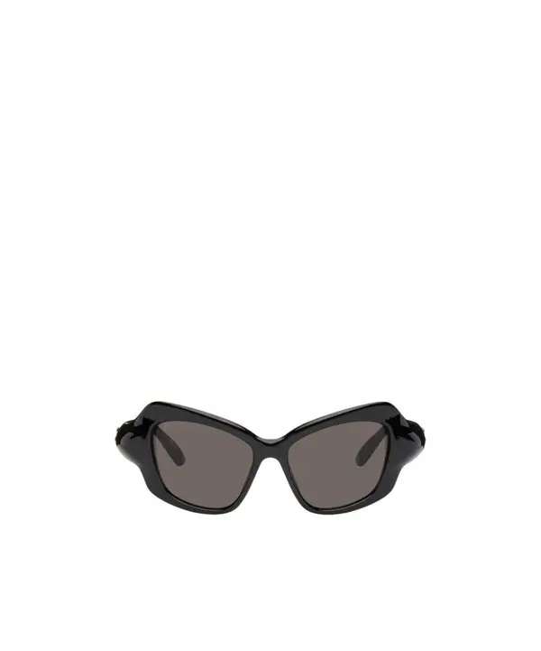 Balenciaga Logo Temple Cat-eye Sunglasses - Black-black-grey