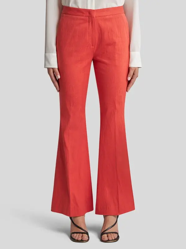 Etro Paisley-jacquard Flare Trousers - Red