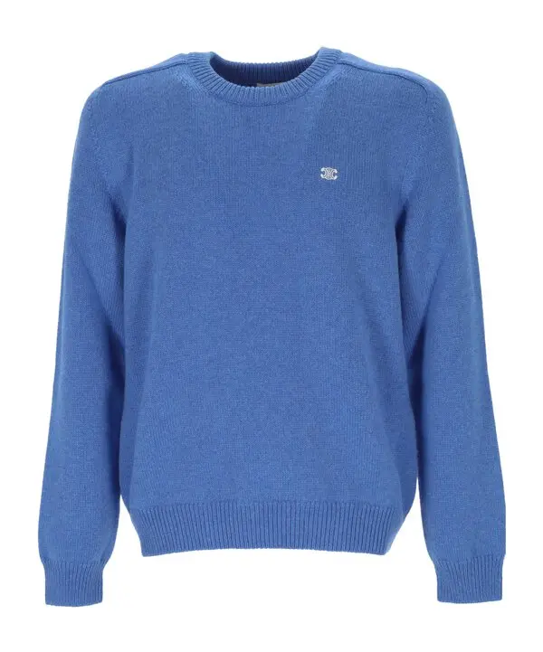 Celine Wool And Cashmere Crew Neck Sweater - Blue
