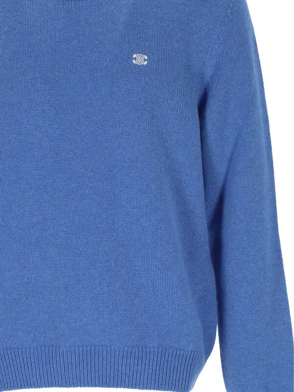 Celine Wool And Cashmere Crew Neck Sweater - Blue