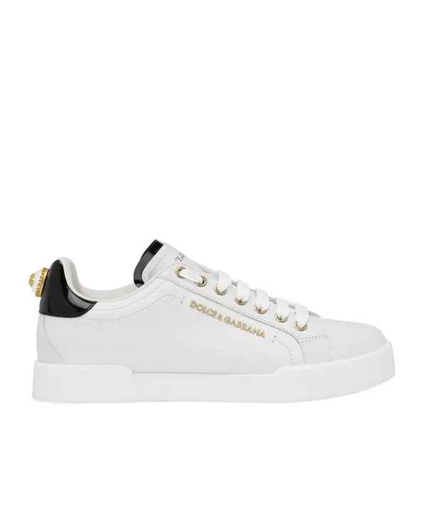 Dolce & Gabbana Portofino Logo Lettering Sneakers - White