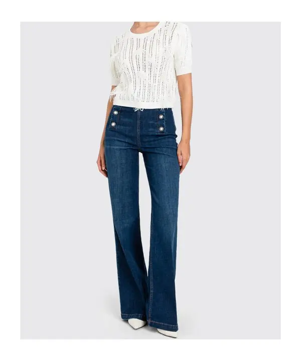 TWINSET Jeans With Decorative Buttons And Patch Pockets
