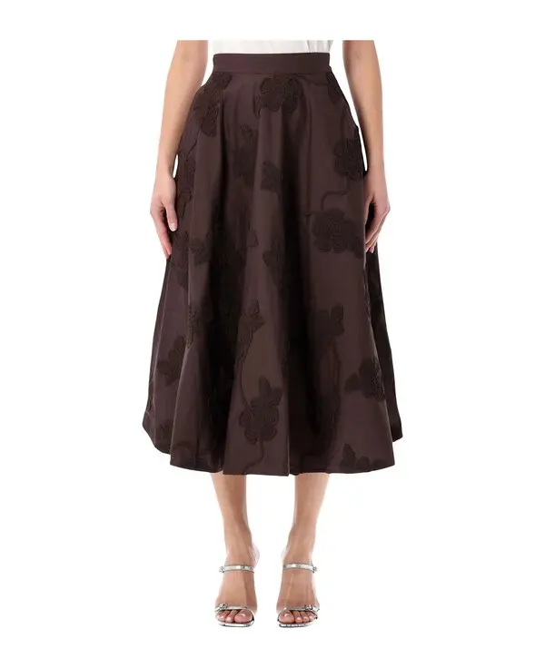 ROTATE BY BIRGER CHRISTENSEN Floral Embroidered Midi Skirt