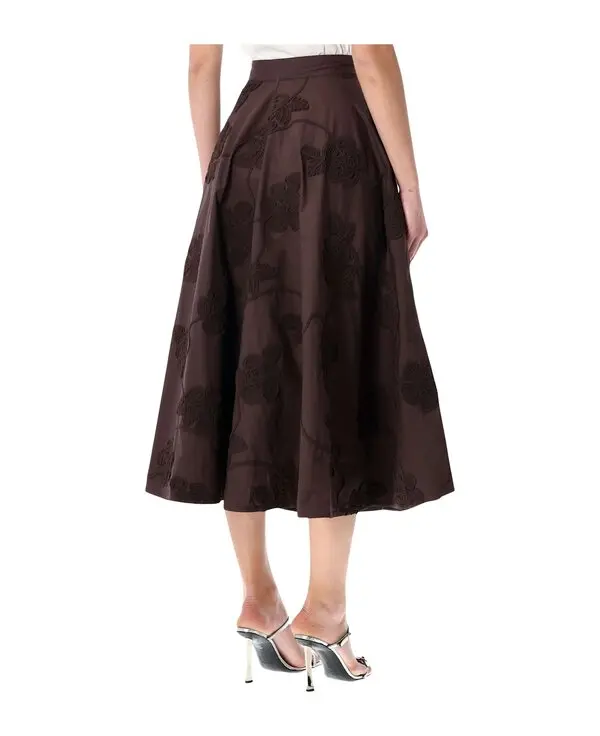 ROTATE BY BIRGER CHRISTENSEN Floral Embroidered Midi Skirt