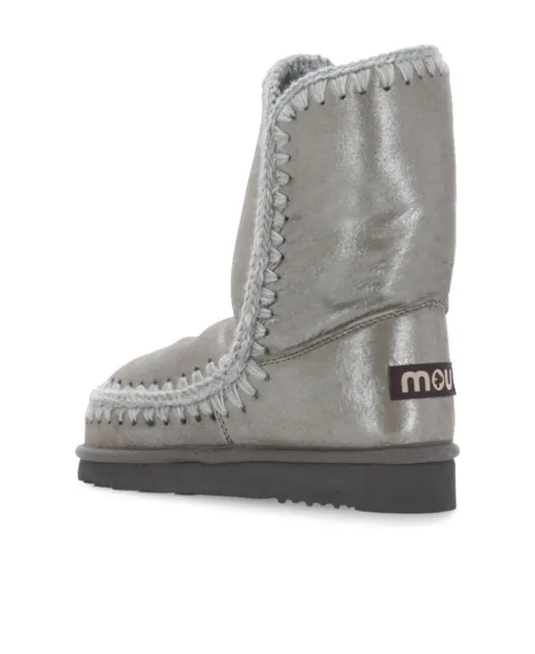 Mou Eskimo 24 Metallic Boots With Whipstitch Trim - Gray